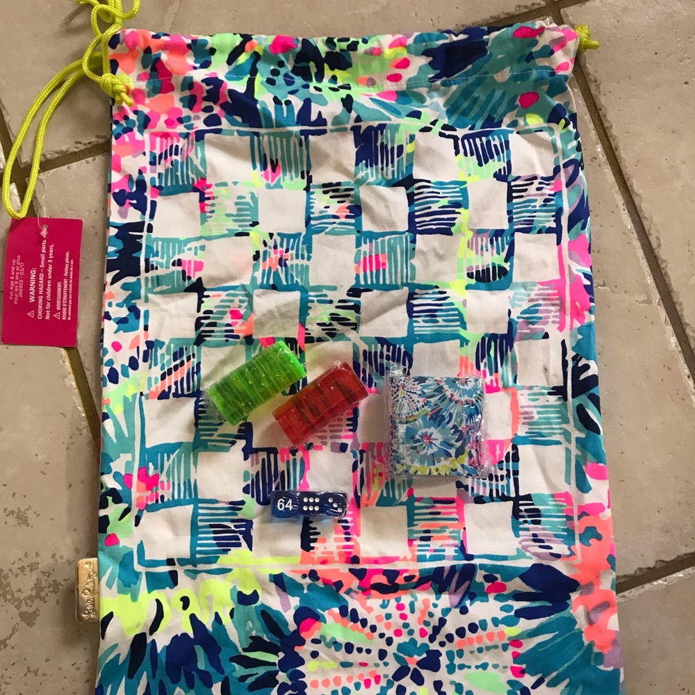 Lilly Pulitzer Dive In Beach Game Draw String Bag - Gem